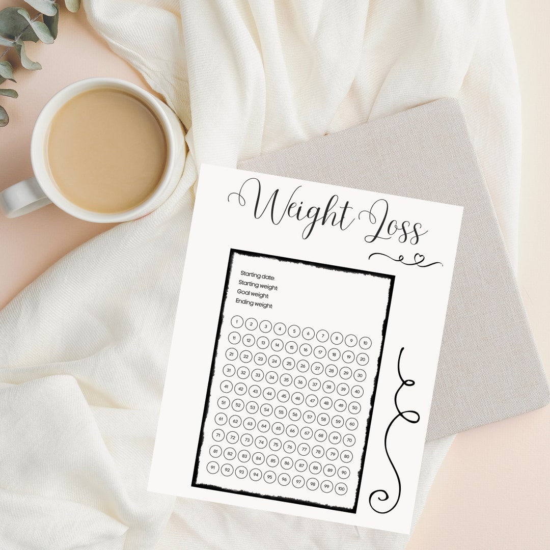 Weight Loss Tracker / Journal / Printable 100 Pound Lb. Weightloss ...