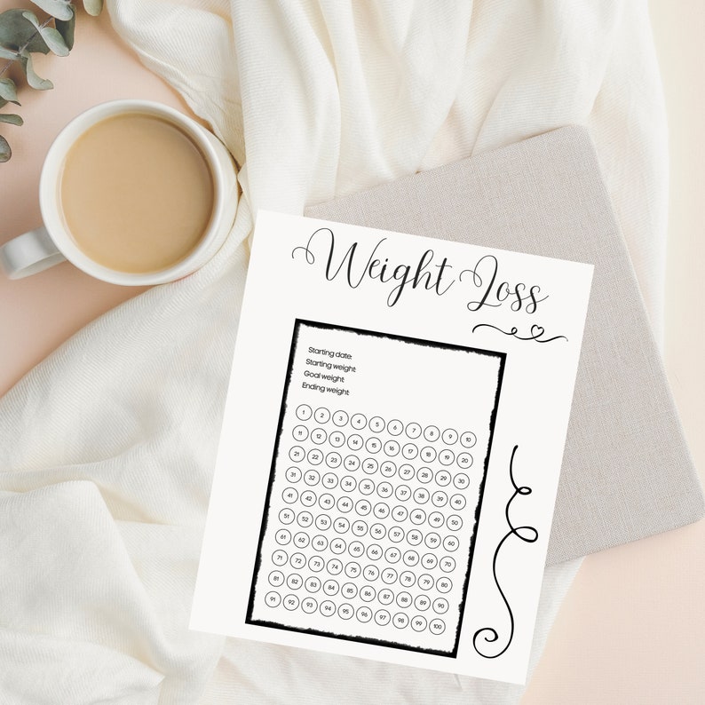 Weight Loss Tracker / Journal / Printable 100 Pound Lb. Weightloss ...