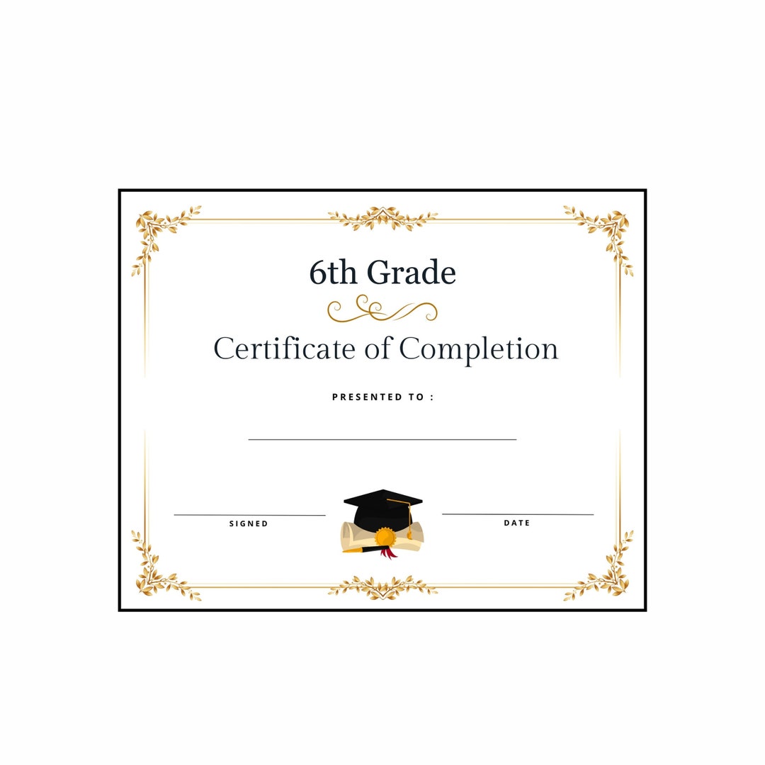 Certificado de diploma de graduación de sexto grado, descarga ...