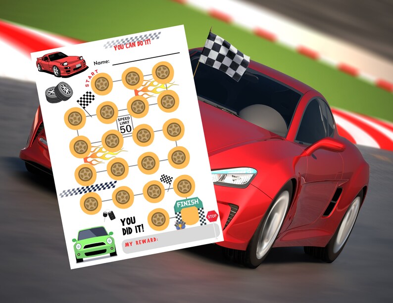 Race Car Printable Reward Sticker Chart / Toddler Kids Student ...