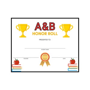 A and B Honor Roll Student Award Honor's Day Ceremony Graduation ...