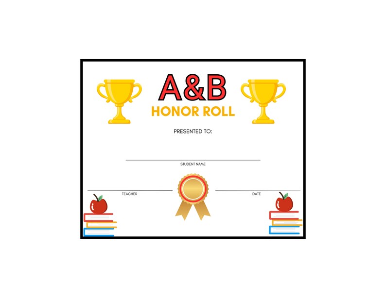 A and B Honor Roll Student Award Honor's Day Ceremony Graduation ...