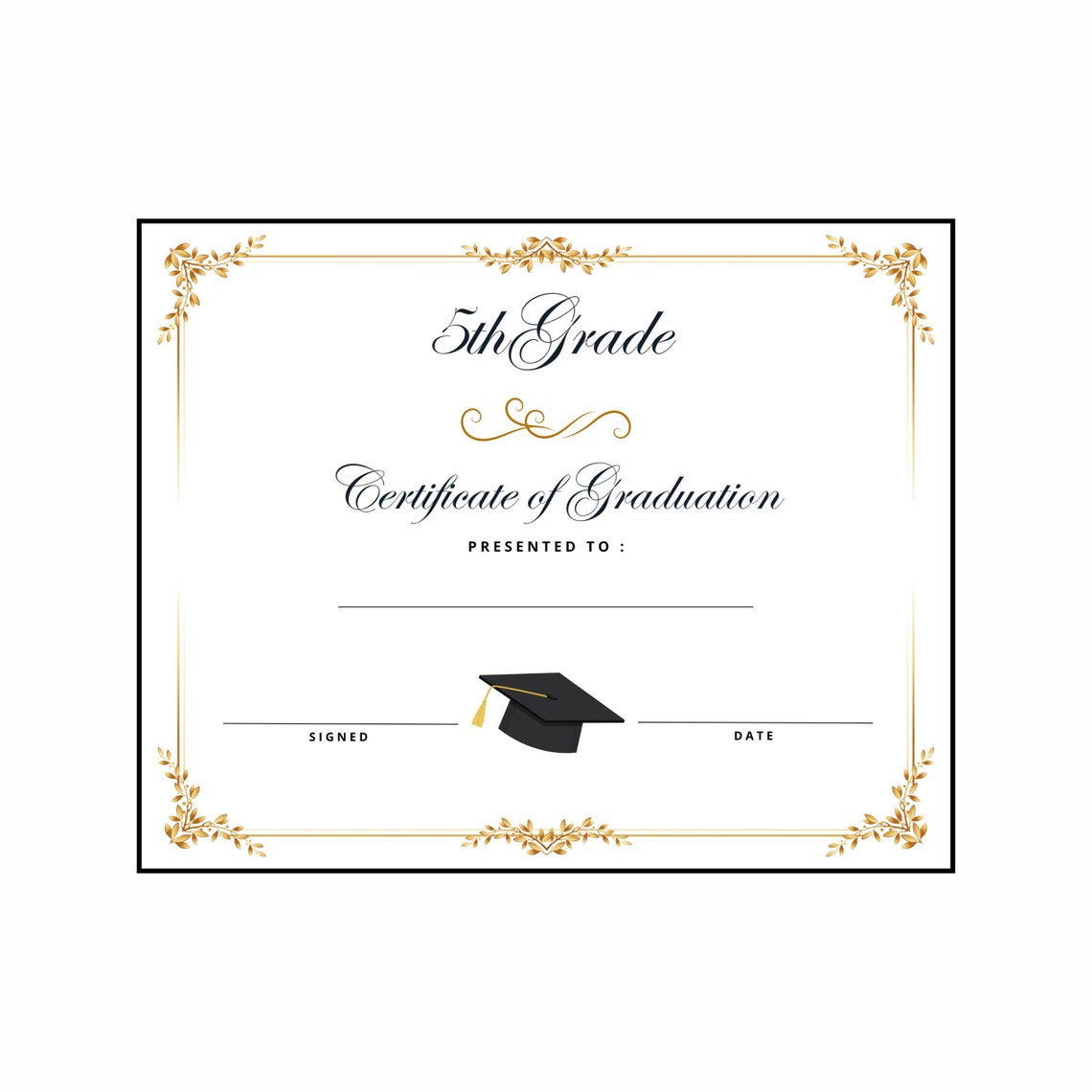 Fifth Grade Graduation Diploma Certificate Instant Download Printable ...