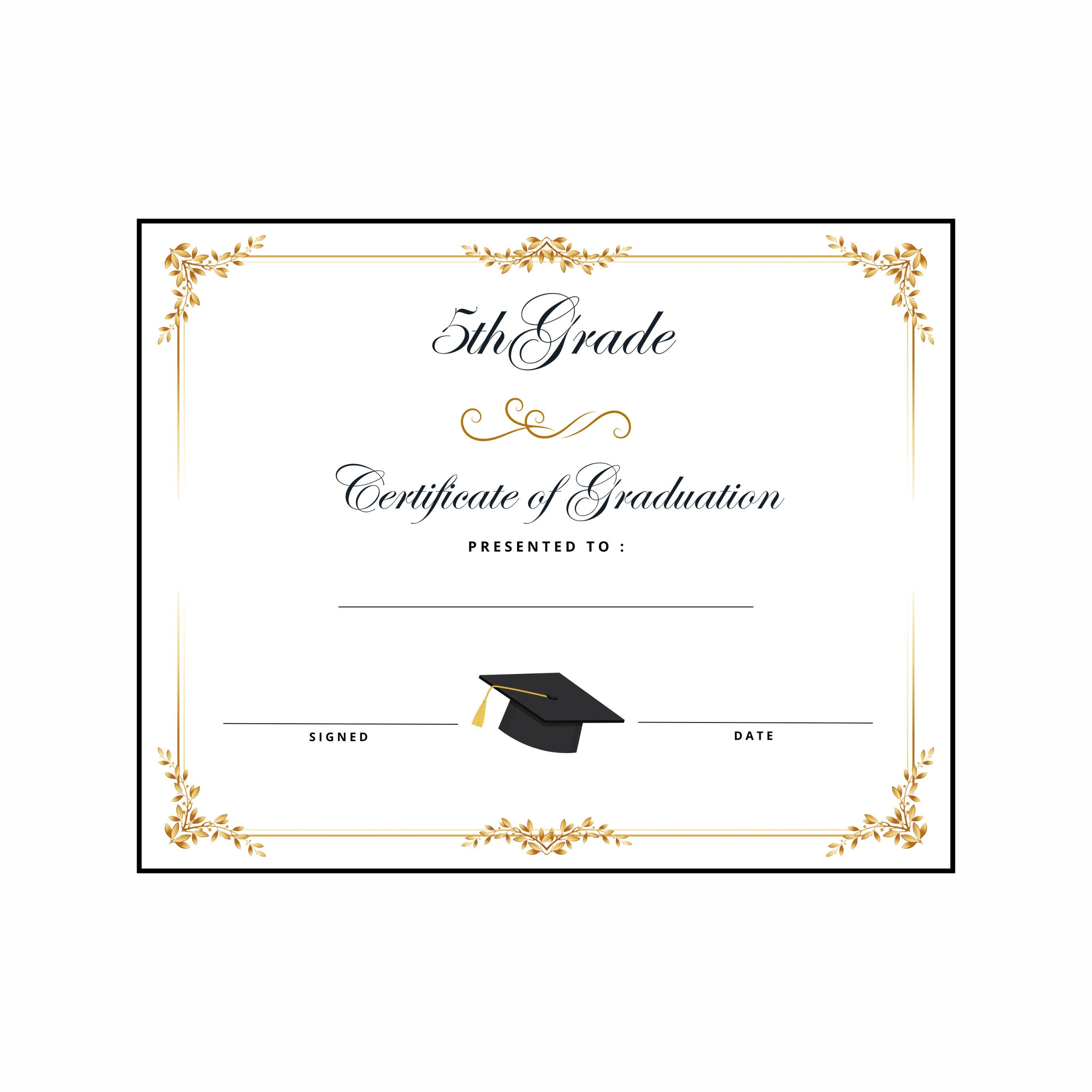Fifth Grade Graduation Diploma Certificate Instant Download Printable ...
