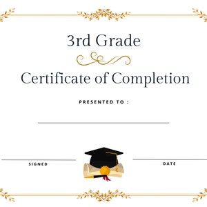 Third 3rd Grade Graduation Diploma Certificate Instant Download ...