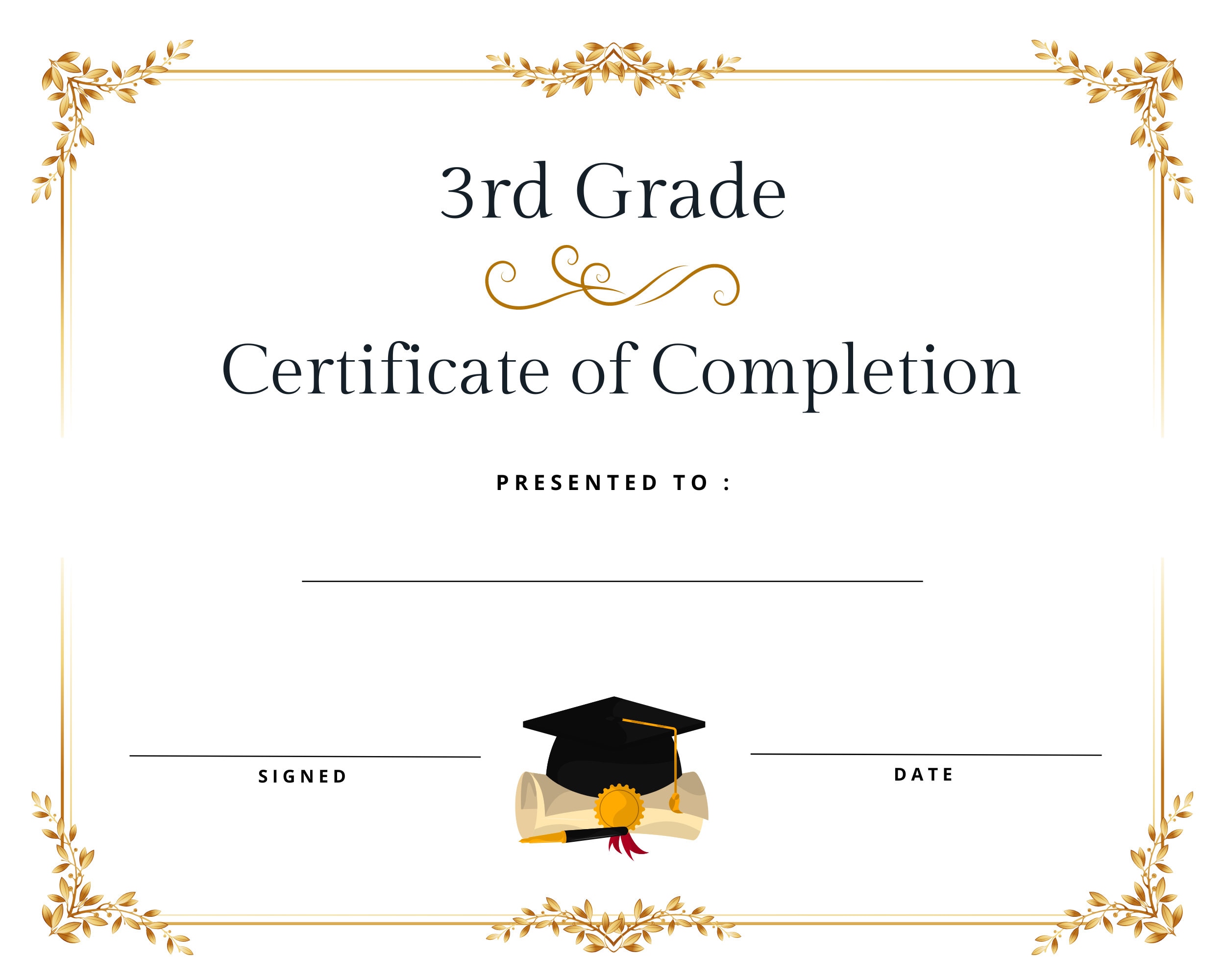 Third 3rd Grade Graduation Diploma Certificate Instant Download ...
