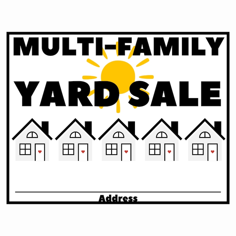 Multi Family Yard Sale Sign / Super Fun and Unique / Attention Getter / Stand Out From Others ...