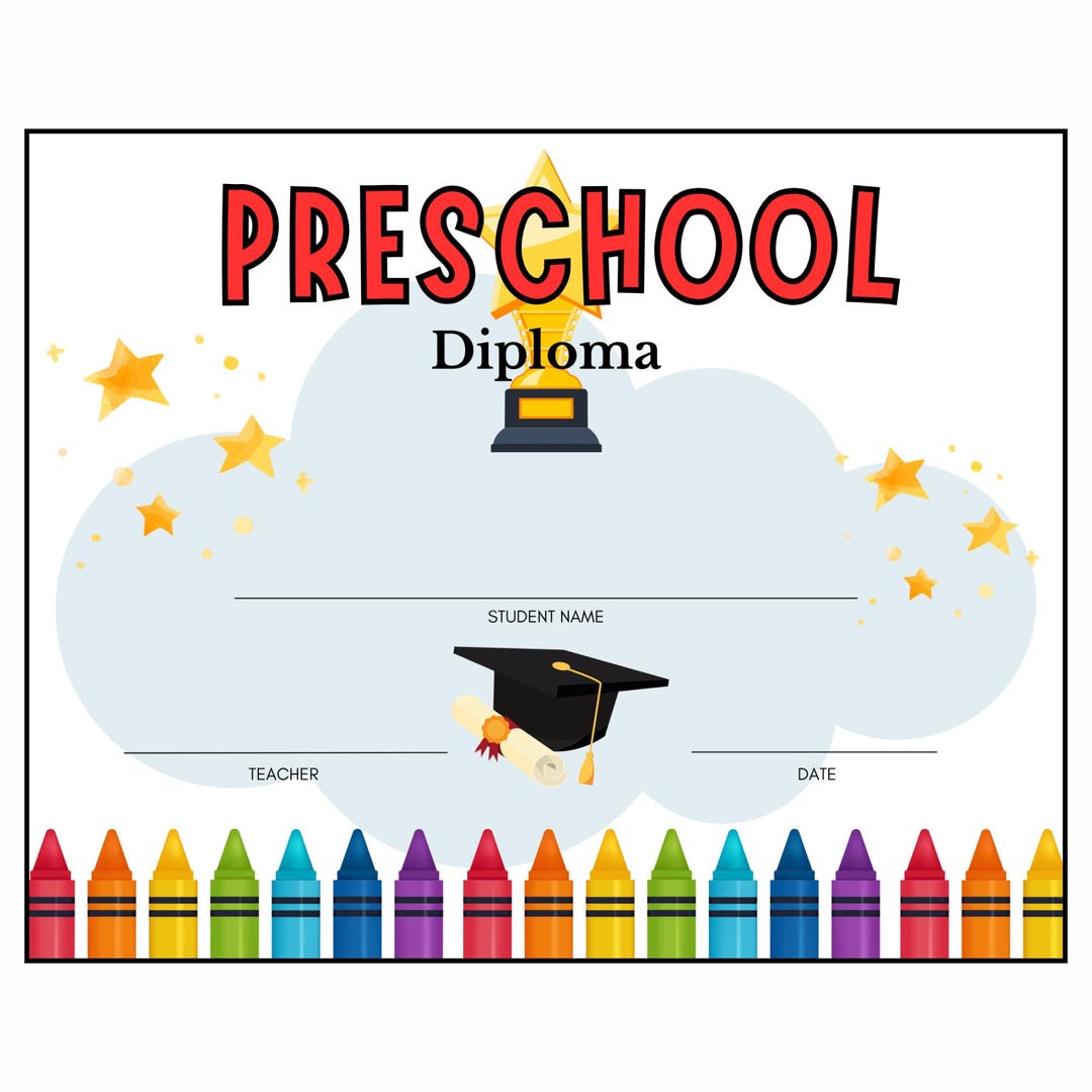 Preschool Graduation Promotion Certificate of Completion Instant ...