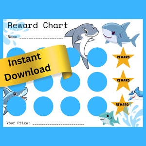 Shark Printable Reward Sticker Chart / Toddler Kids Student / Instant ...
