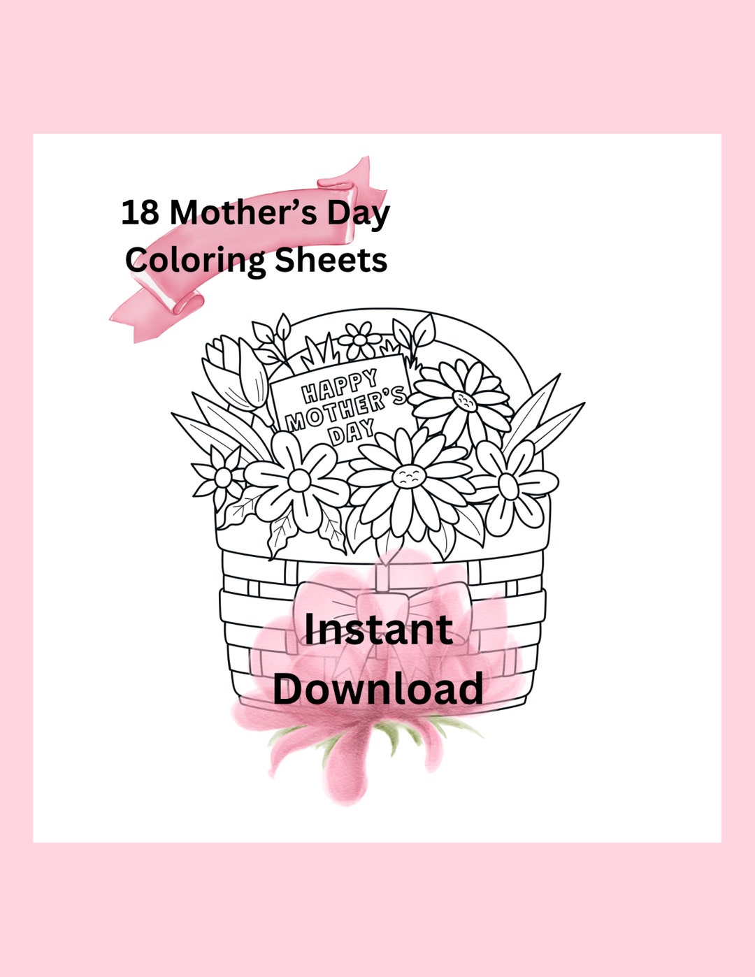 Mother's Day Printable Coloring Sheets Set of 18 Instant Downloads ...