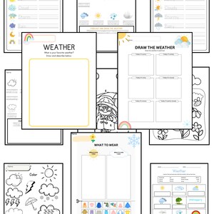 Weather Activity and Coloring Pages Bundle 12 Sheets Printable Instant ...