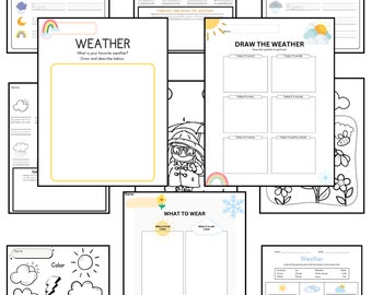 Weather Activity and Coloring Pages Bundle 12 Sheets Printable Instant ...
