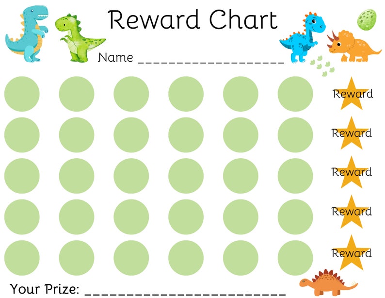Dinosaur Printable Reward Sticker Chart / Toddler Kids Student ...