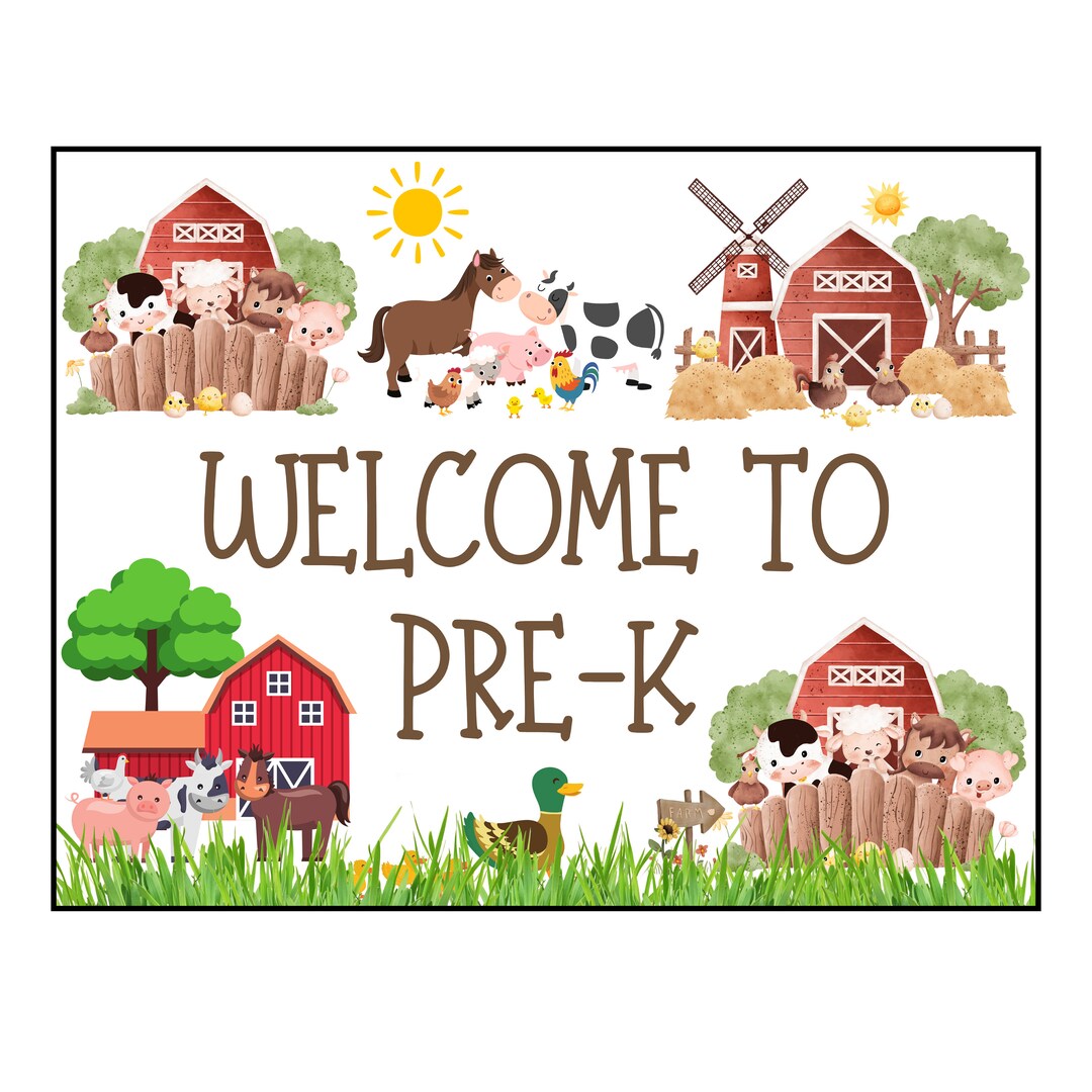 Welcome Pre-k Classroom Sign Instant Download Hello Class Farm Theme ...