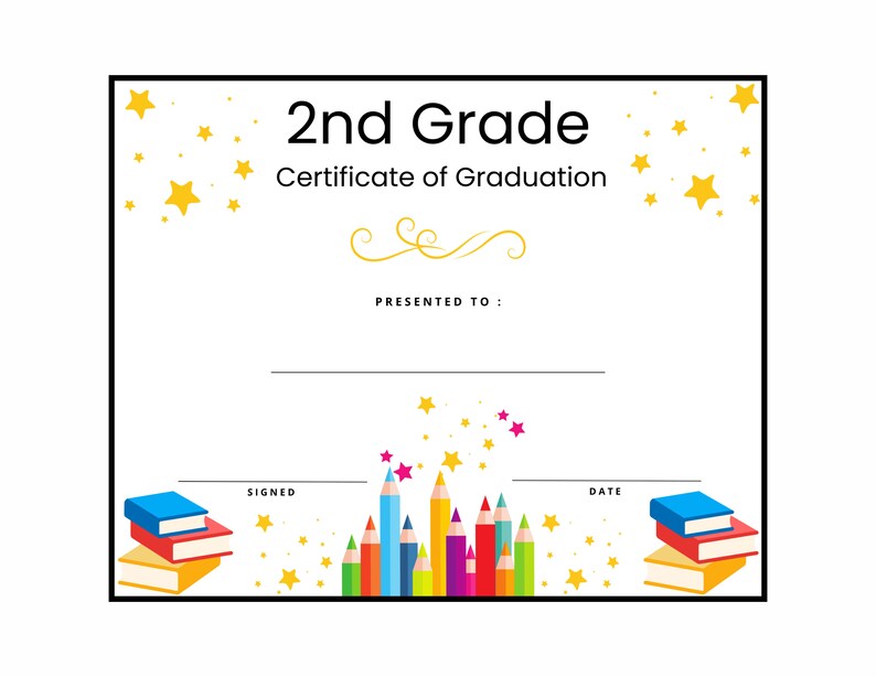Second Grade 2nd Certificate of Completion Graduation Diploma Printable ...