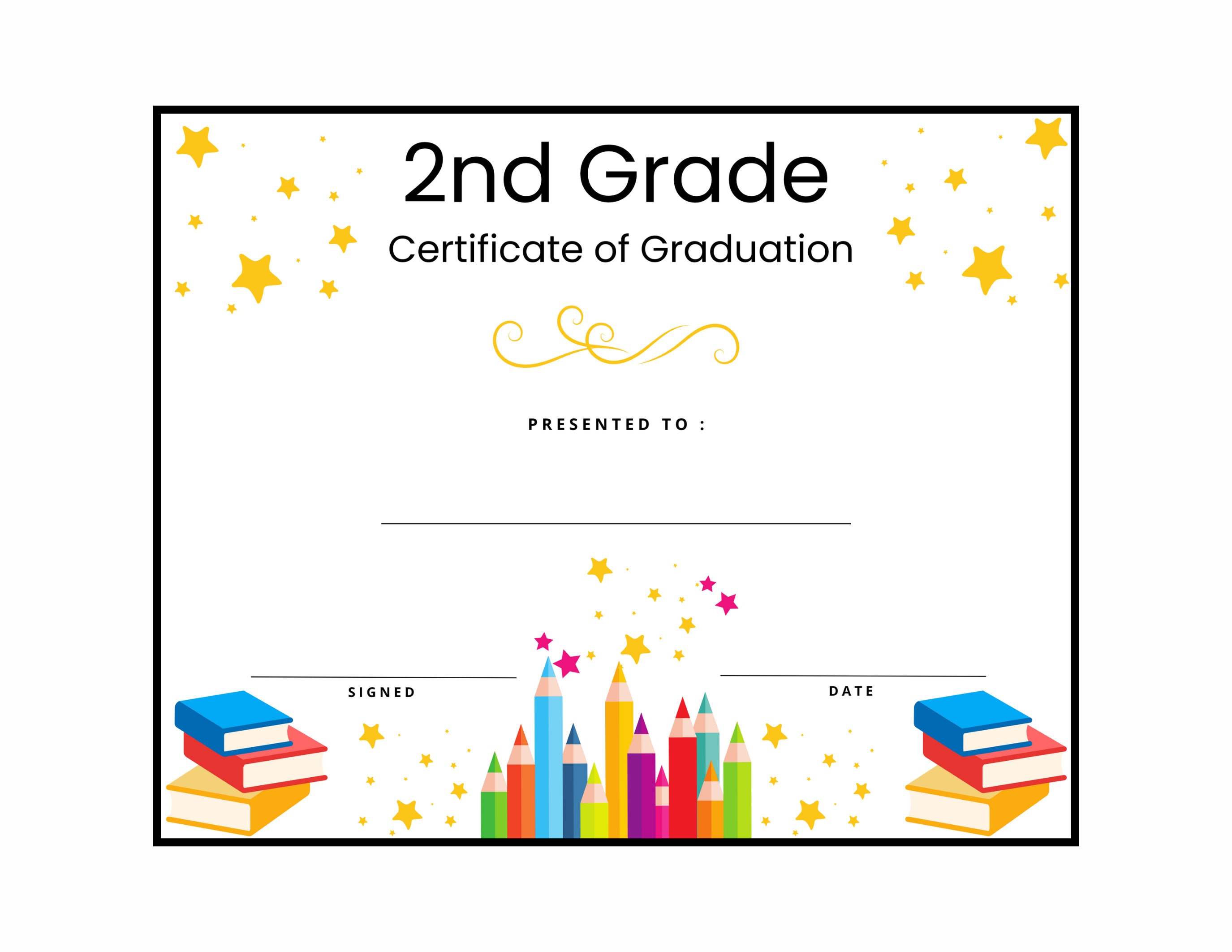 Second Grade 2nd Certificate of Completion Graduation Diploma Printable ...