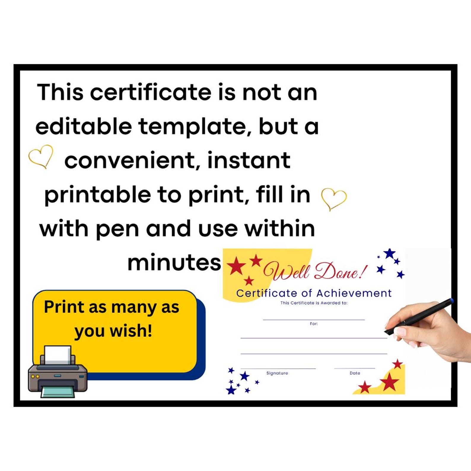 Well Done Kid's Student Award Certificate Instant Download Printable ...