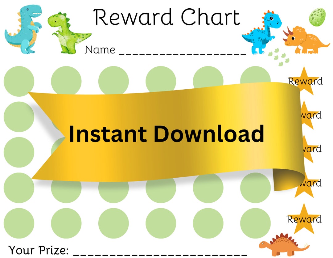 Dinosaur Printable Reward Sticker Chart / Toddler Kids Student ...