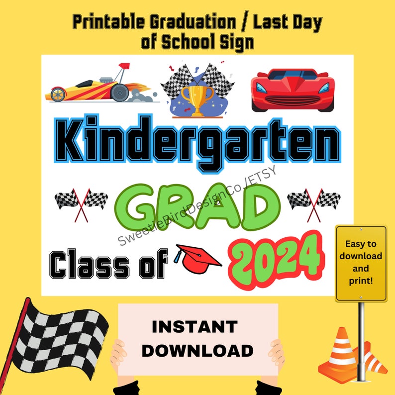 Last Day of School / Kindergarten Grad / Sign / Photo Prop / Instant ...