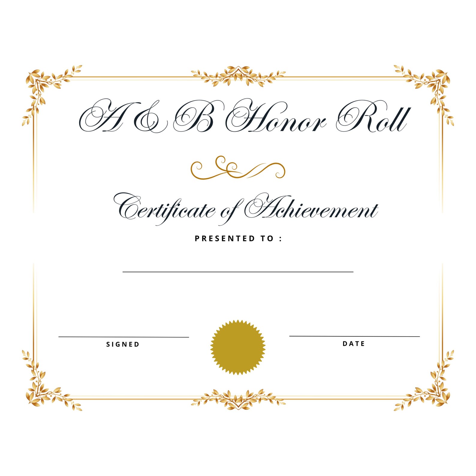 A & B Honor Roll Student Award Honor's Day Ceremony Graduation ...