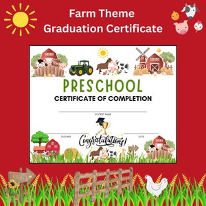 Preschool Graduation Certificate of Completion Instant Download Diploma ...