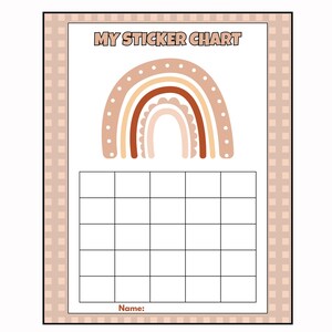 Sticker Reward Chart / Rainbow Boho Theme / Printable / Toddler / Kids ...