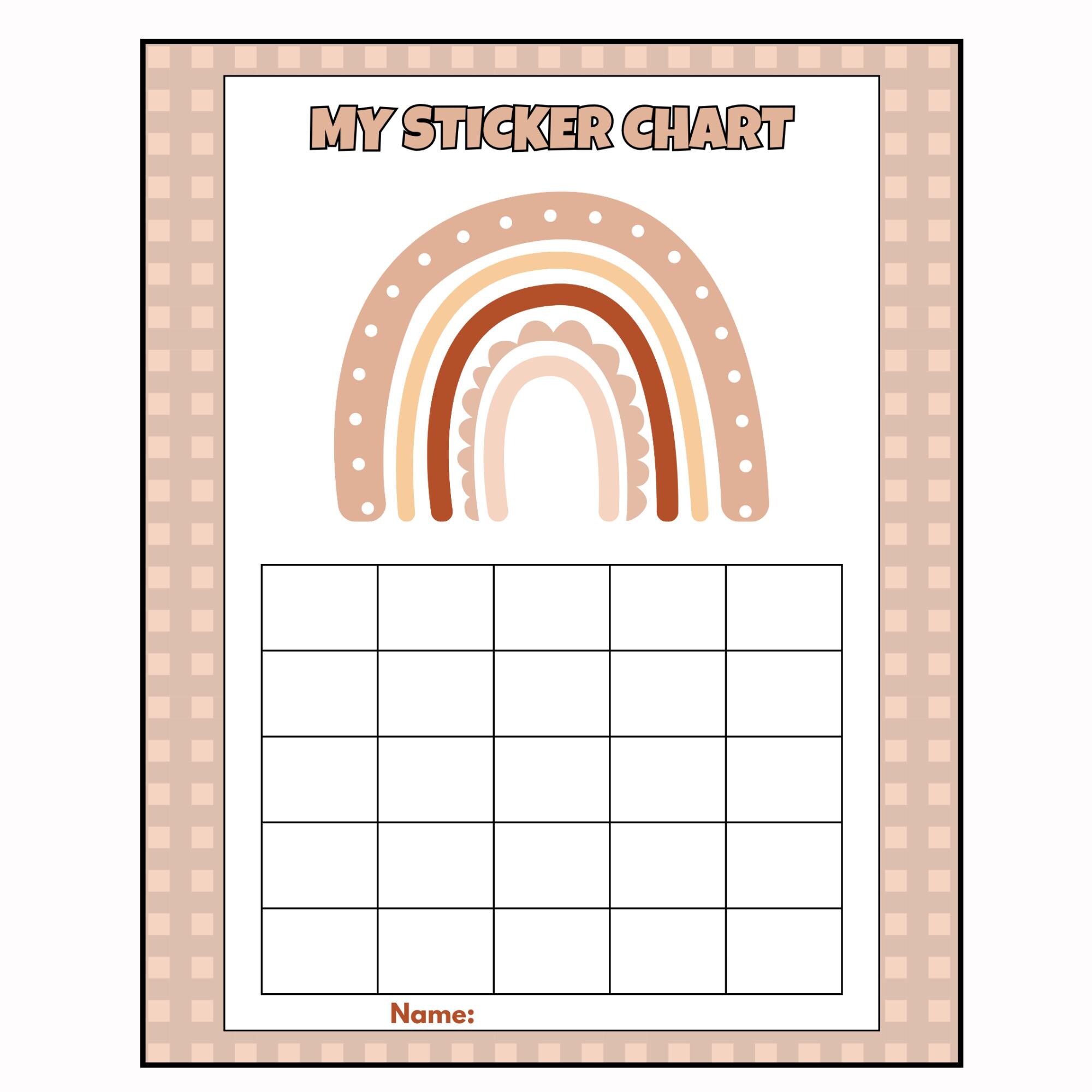 Sticker Reward Chart / Rainbow Boho Theme / Printable / Toddler / Kids ...