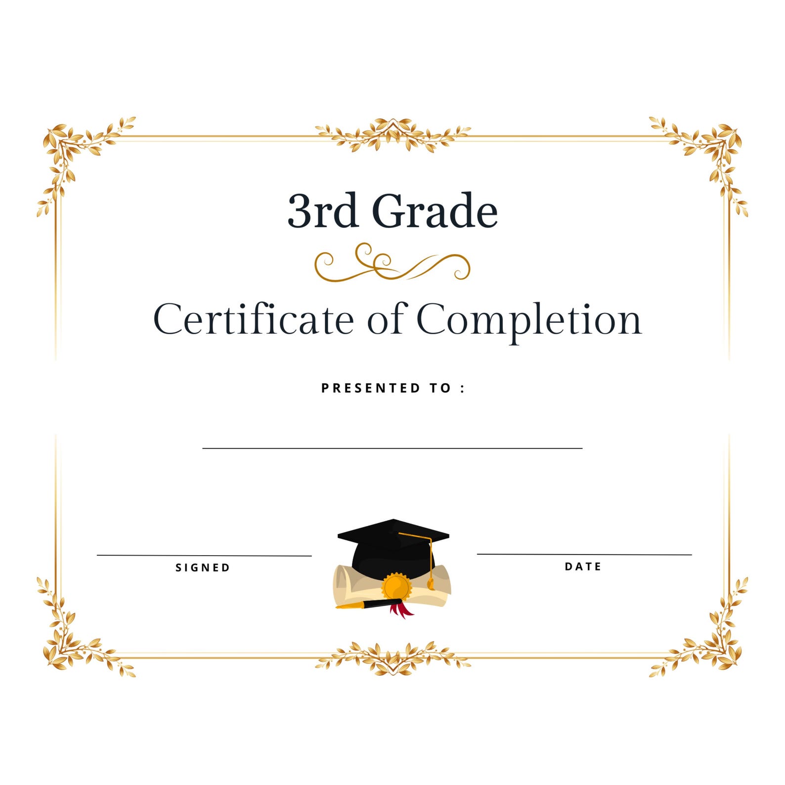 Third 3rd Grade Graduation Diploma Certificate Instant Download ...