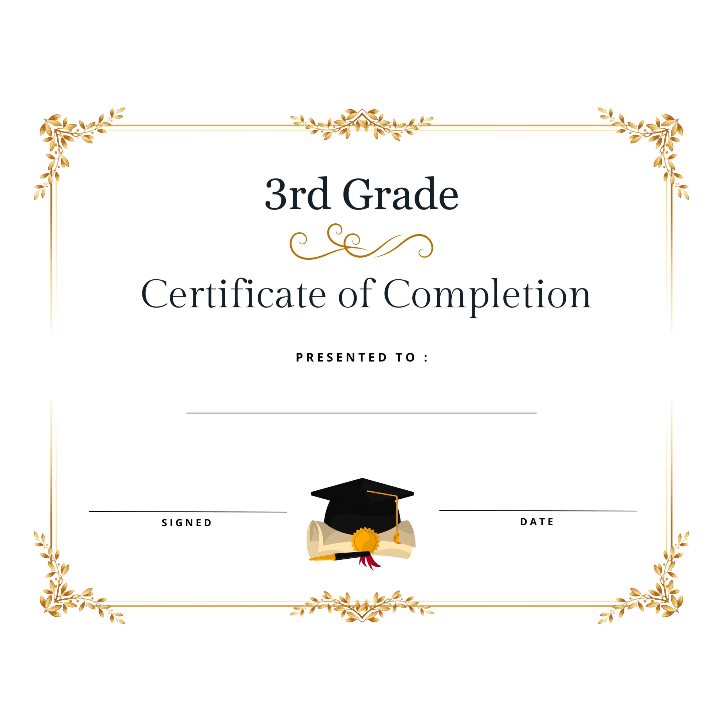 Third 3rd Grade Graduation Diploma Certificate Instant Download ...
