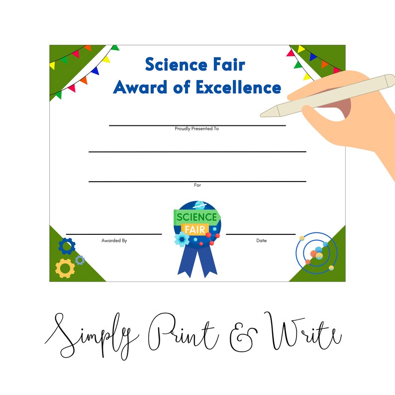 Science Fair Award of Excellence Participation Certificate Instant ...
