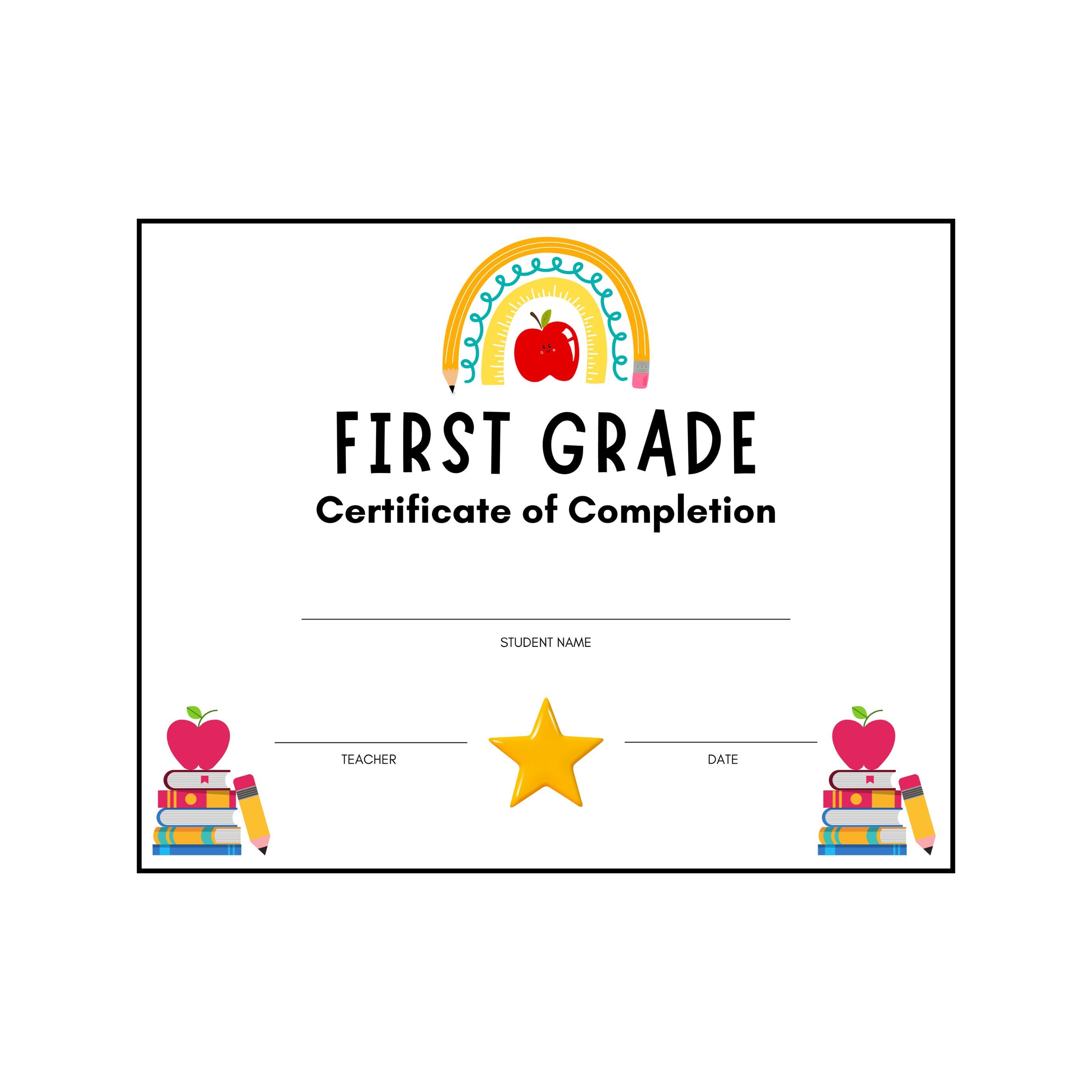 First Grade 1st Certificate of Completion Graduation Diploma Printable ...