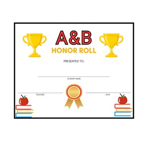 A and B Honor Roll Student Award Honor's Day Ceremony Graduation ...