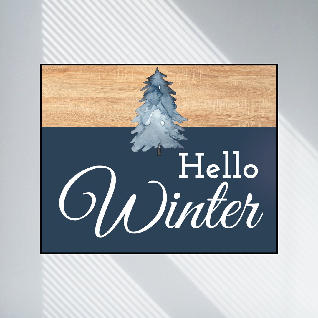 Hello Winter / Welcome / Winter Wall Decor / Wreath / Wood Sign / Blue ...