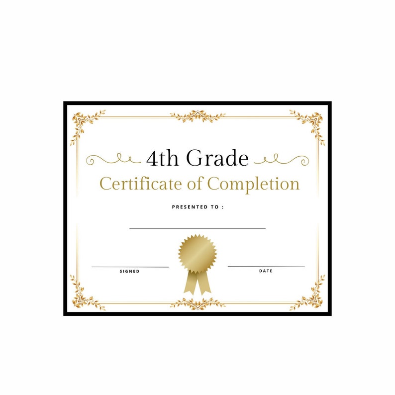 Fourth Grade Graduation Diploma Certificate Instant Download Printable ...