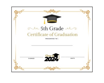 5th 6th 7th 8th Grade Graduation Party Printable Digital Diploma ...