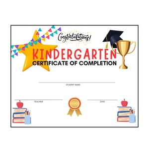 Kindergarten Graduation Diploma Certificate Instant Download - Etsy