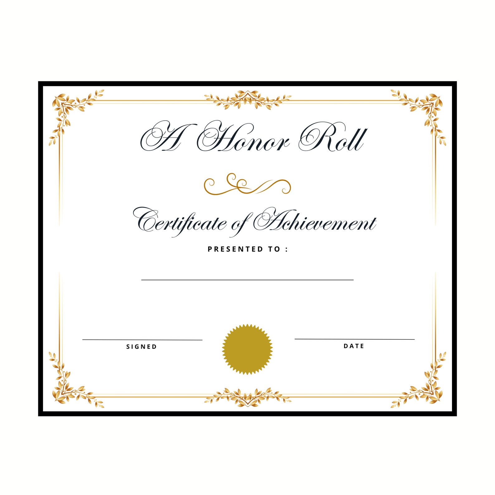 A Honor Roll Student Award Honor's Day Ceremony Graduation Certificate ...