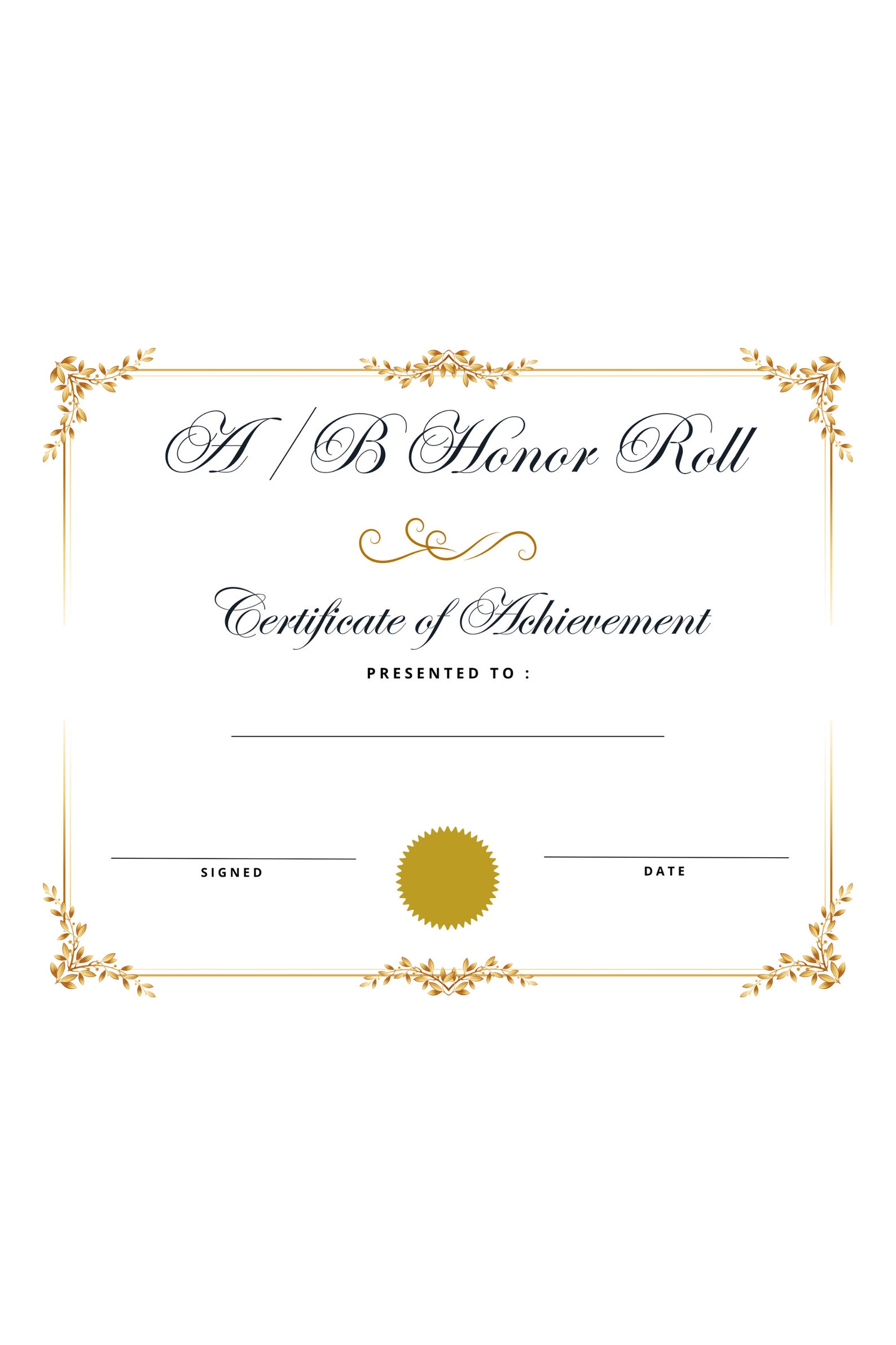 A and B Honor Roll Student Award Honor's Day Ceremony Graduation ...