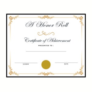 A Honor Roll Student Award Honor's Day Ceremony Graduation Certificate ...