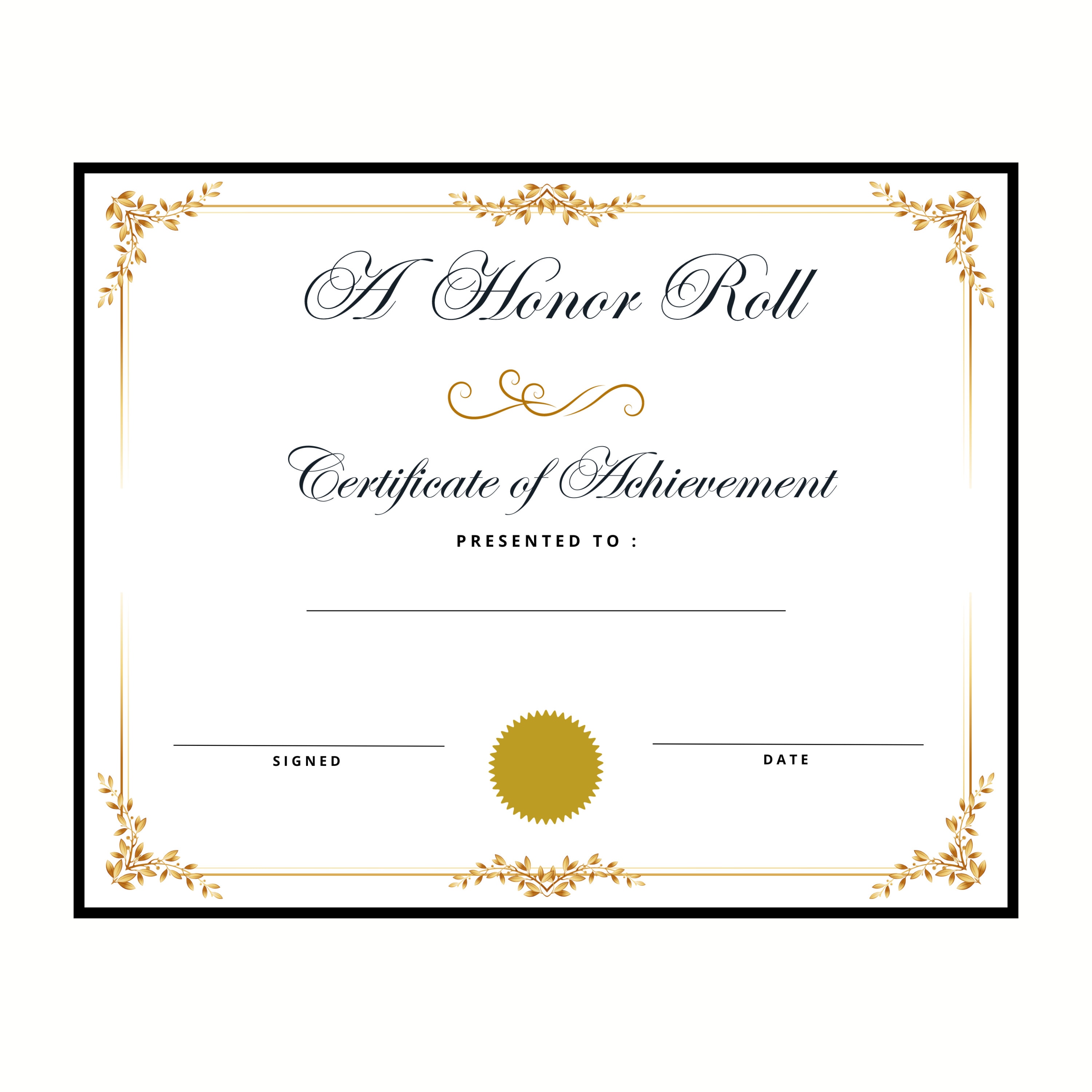 A Honor Roll Student Award Honor's Day Ceremony Graduation Certificate ...