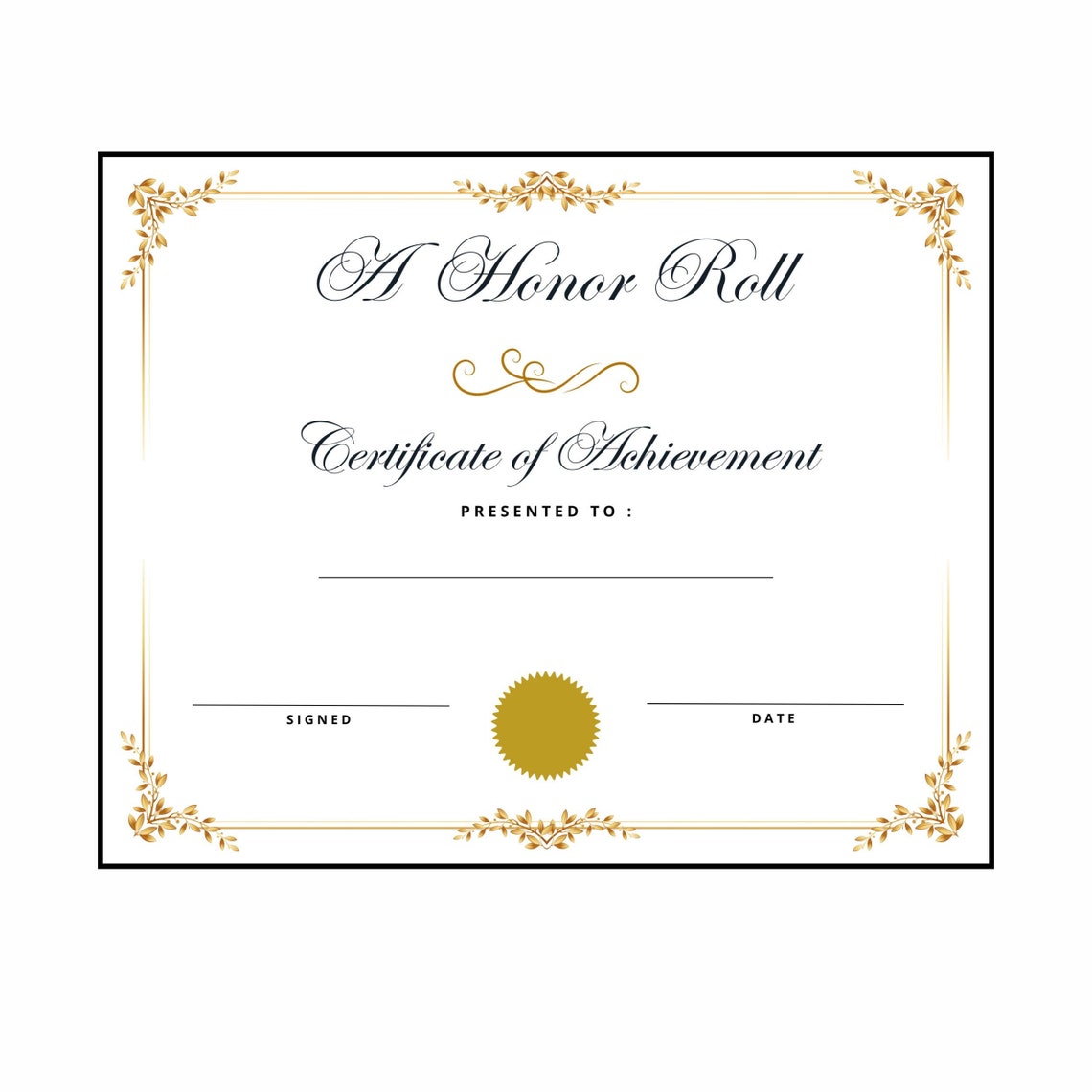 A Honor Roll Student Award Honor's Day Ceremony Graduation Certificate ...