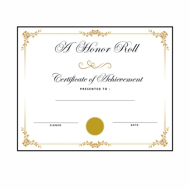 A Honor Roll Student Award Honor's Day Ceremony Graduation Certificate ...