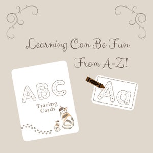 Watercolor Cats ABC Alphabet Tracing Cards Upper and Lower Case ...