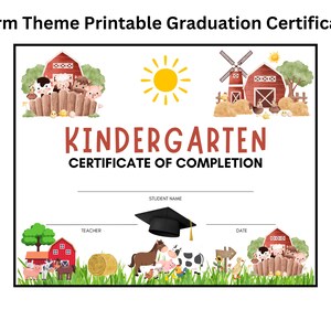 Kindergarten Graduation Certificate of Completion Instant Download ...
