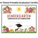 Kindergarten Graduation Certificate of Completion Instant Download ...