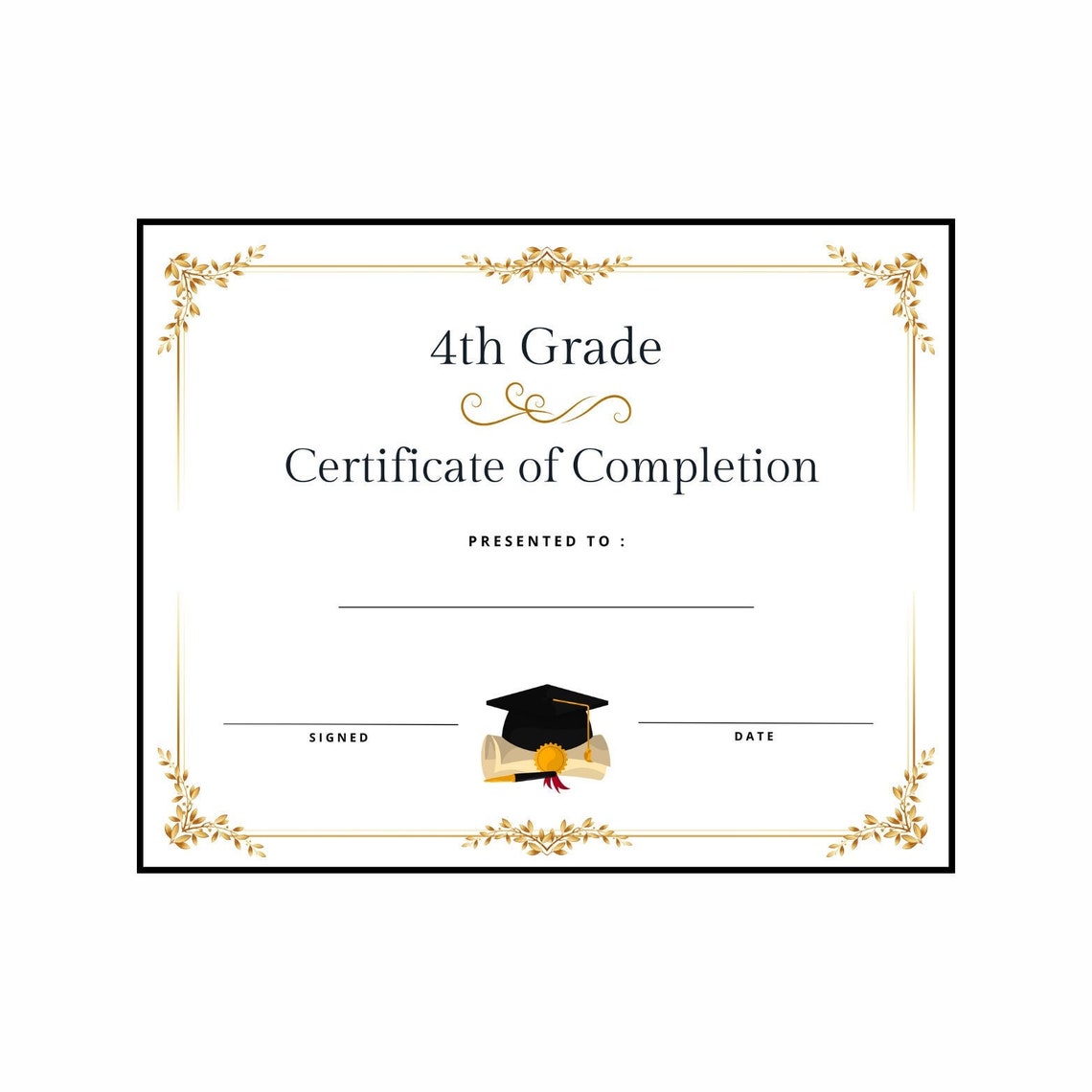 Fourth Grade Graduation Diploma Certificate Instant Download Printable ...