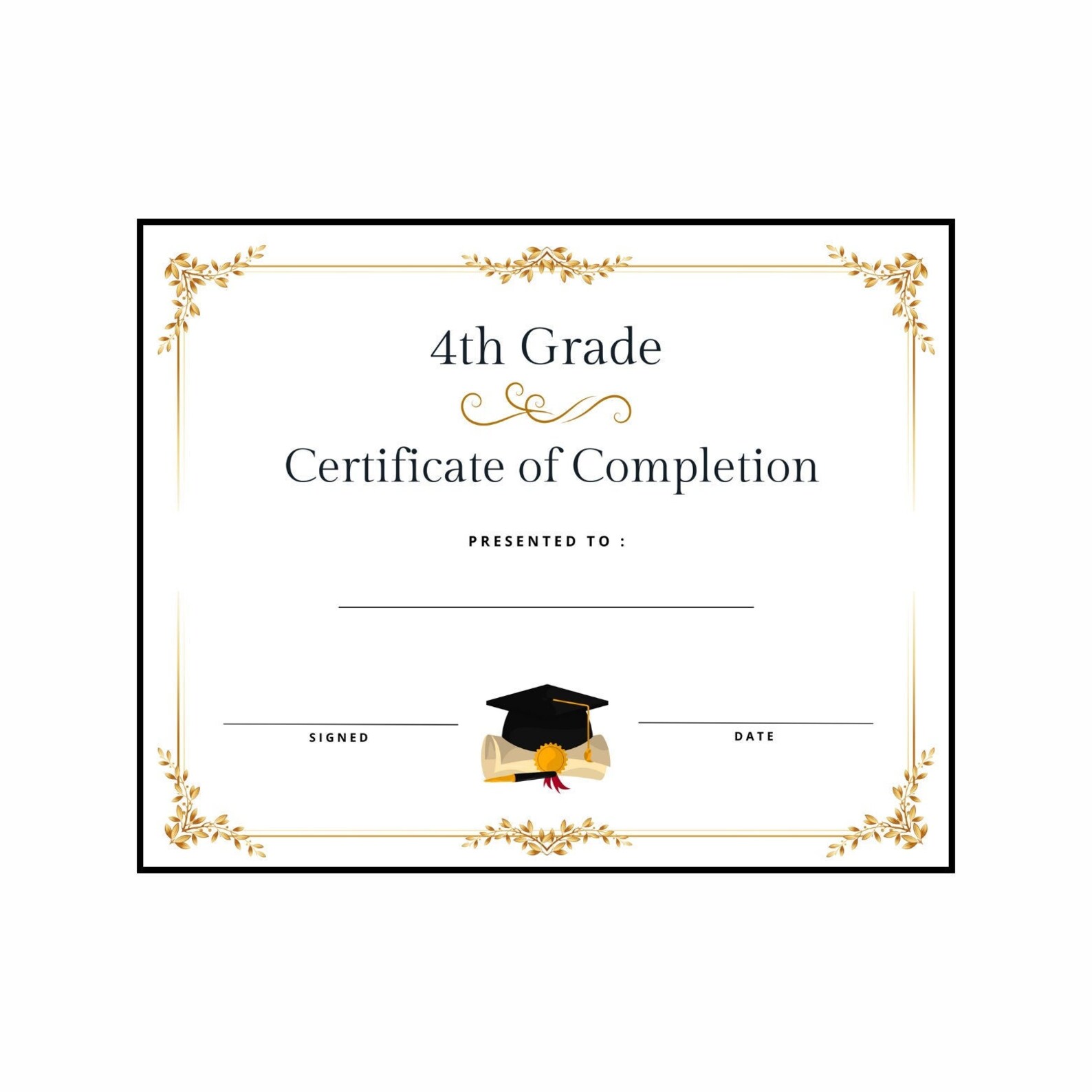 Fourth Grade Graduation Diploma Certificate Instant Download Printable ...