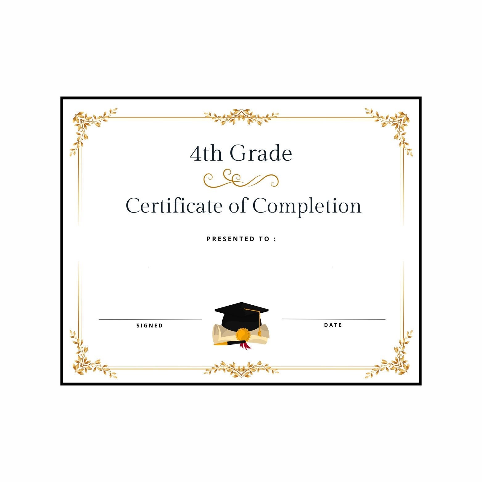 Fourth Grade Graduation Diploma Certificate Instant Download Printable ...