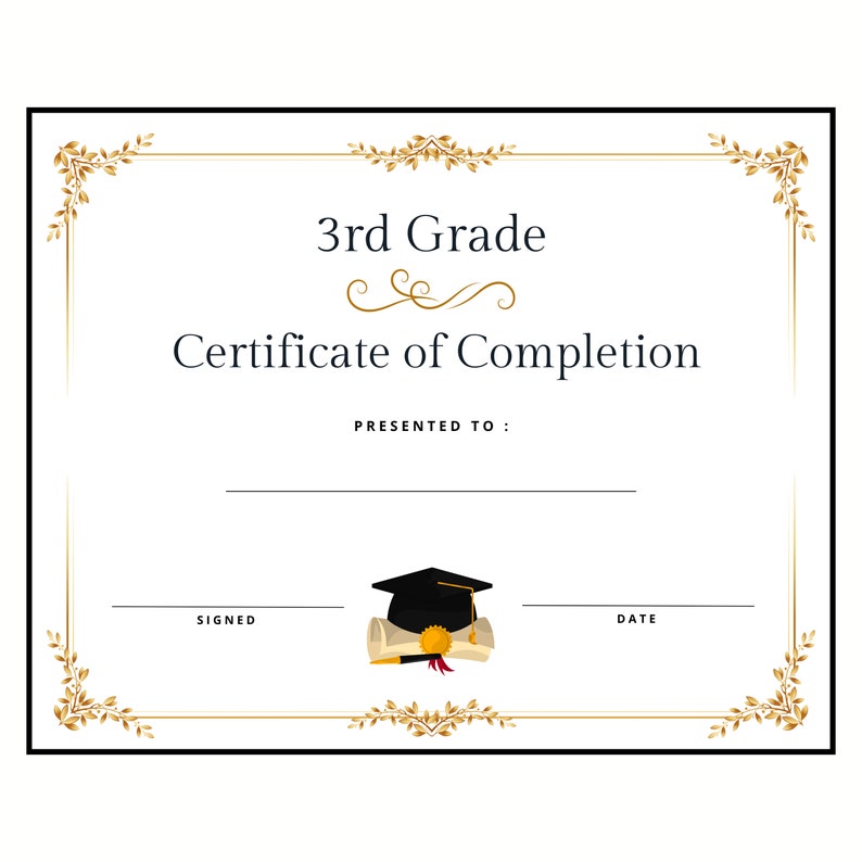 Third 3rd Grade Graduation Diploma Certificate Instant Download ...
