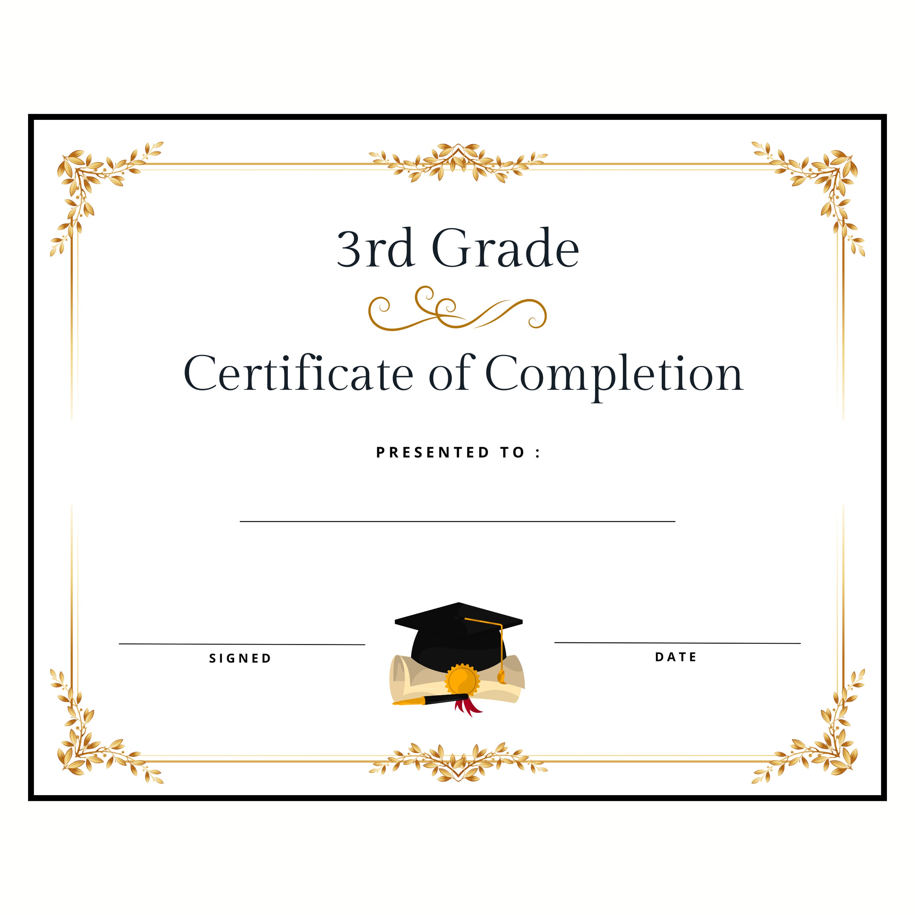 Third 3rd Grade Graduation Diploma Certificate Instant Download ...